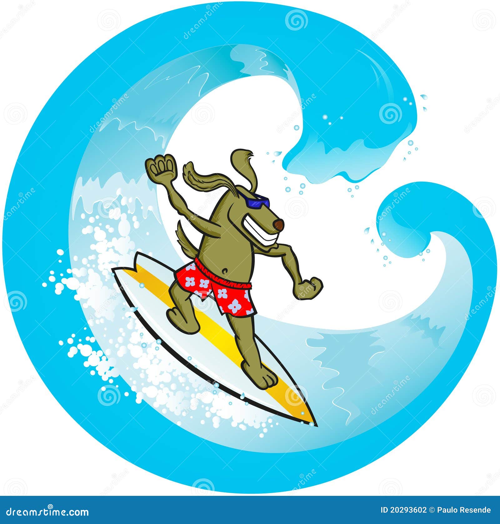 Surf dog stock vector. Illustration of surfing, cartoon - 20293602
