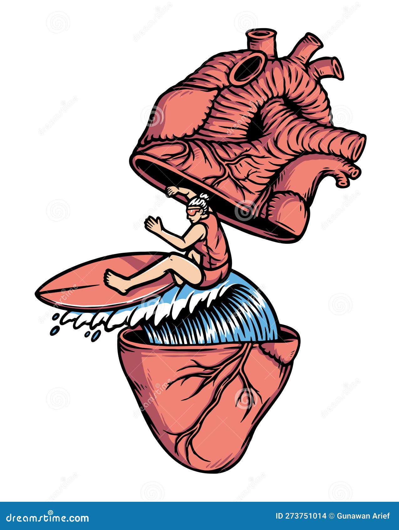 Surf in the Heart Illustration Stock Vector - Illustration of summer ...