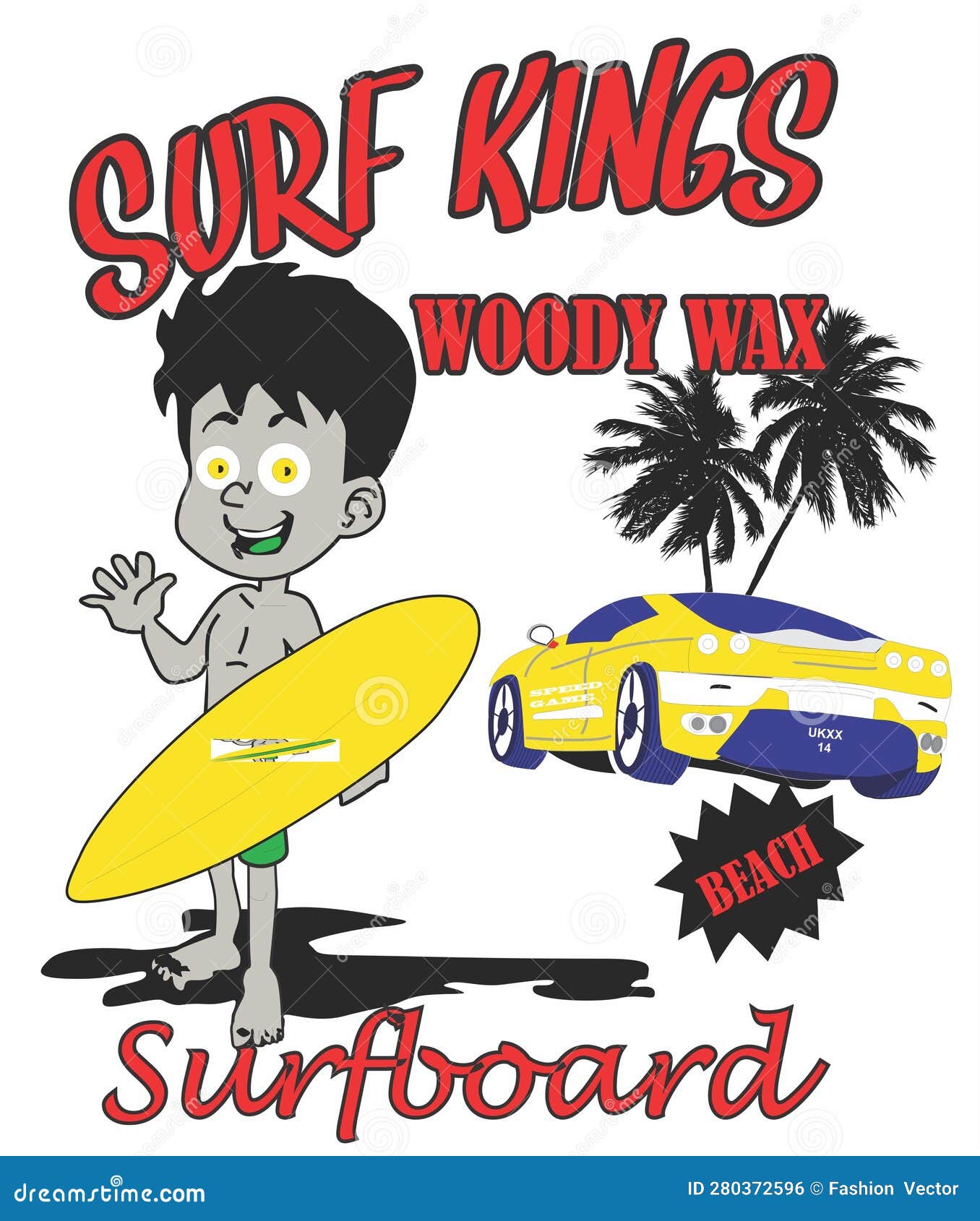 Surf King Boy Print Vector Art Stock Vector - Illustration of print ...