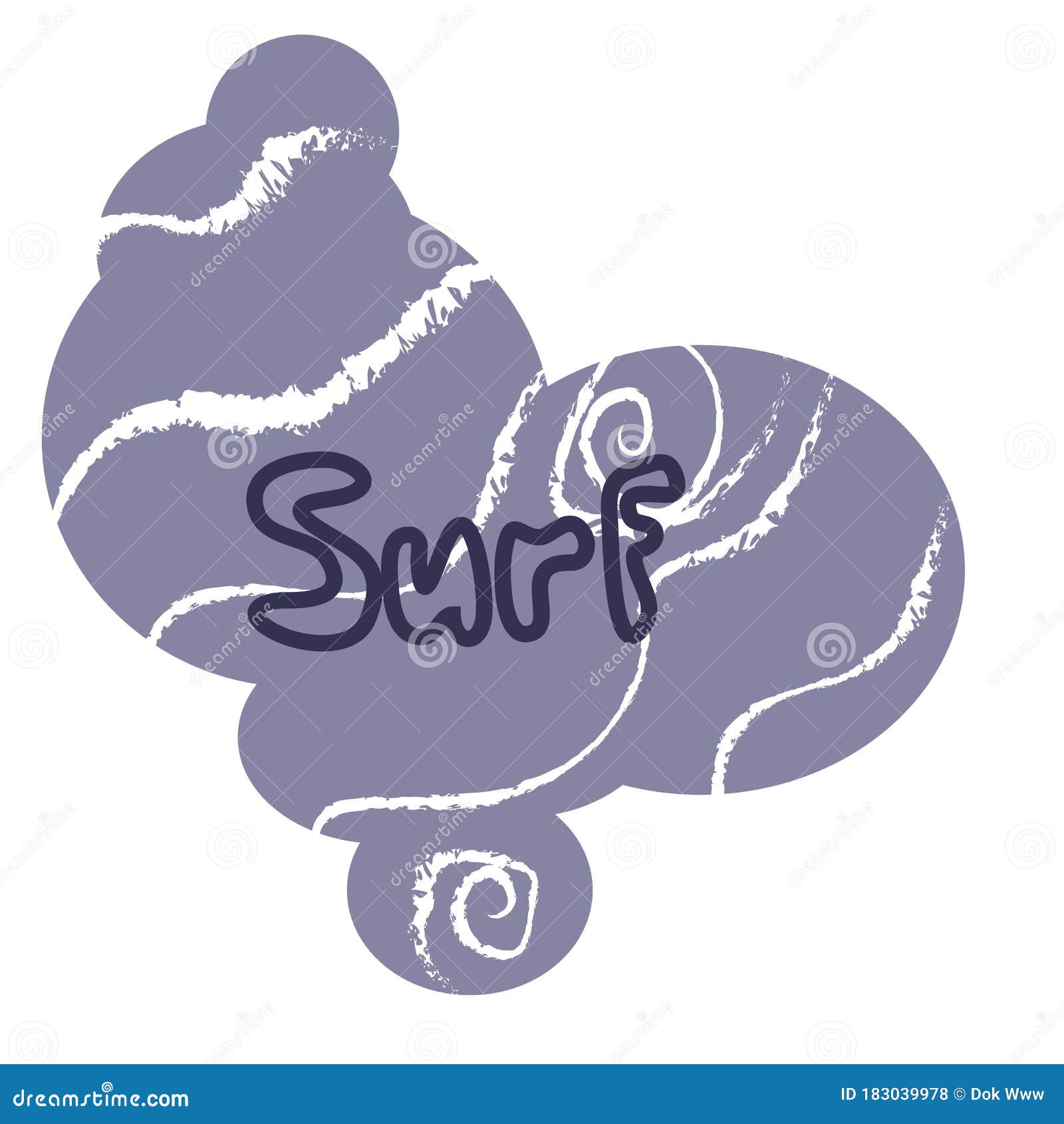 Surf Label on the Blue Background with Waves. Hand Draw Stickers Stock ...
