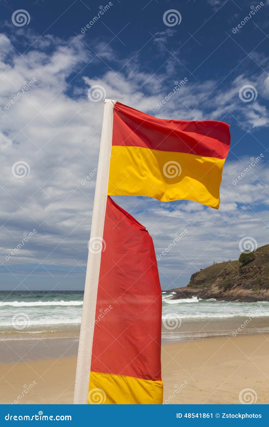 Surf life saving flag stock image. Image of ocean, sand - 48541861