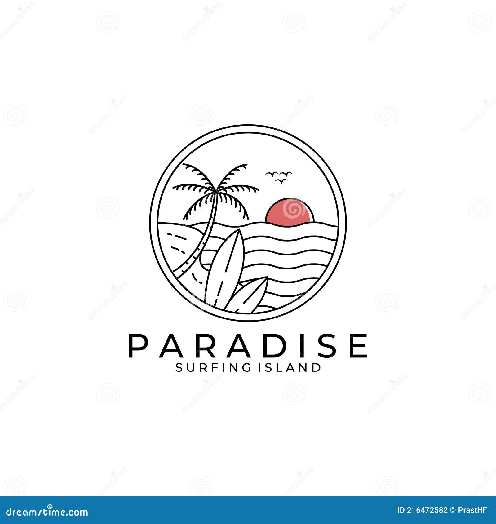Surf Line Icon Logo Vector Symbol Illustration Design, Surf and Sunset ...