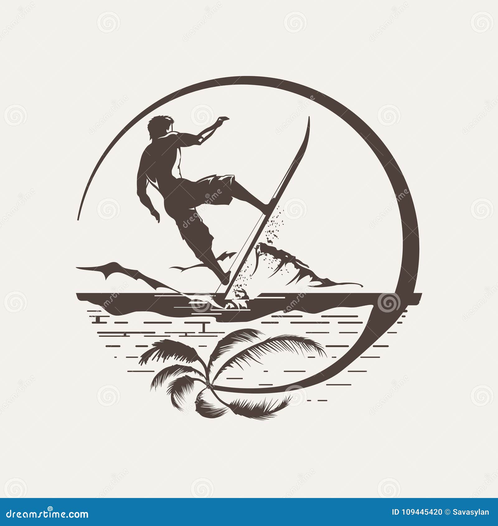 Surf logo or emblem design stock vector. Illustration of ocean - 109445420