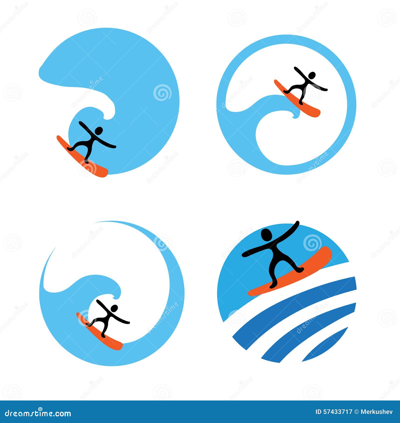 Surf Logo Set, Vector Illustration Stock Vector - Illustration of ...
