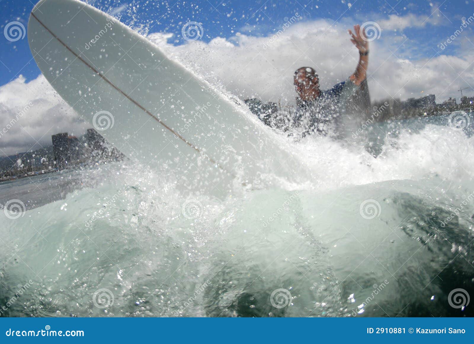 Surf Longboarder Off the Lip Stock Image - Image of wipeout, surf: 2910881