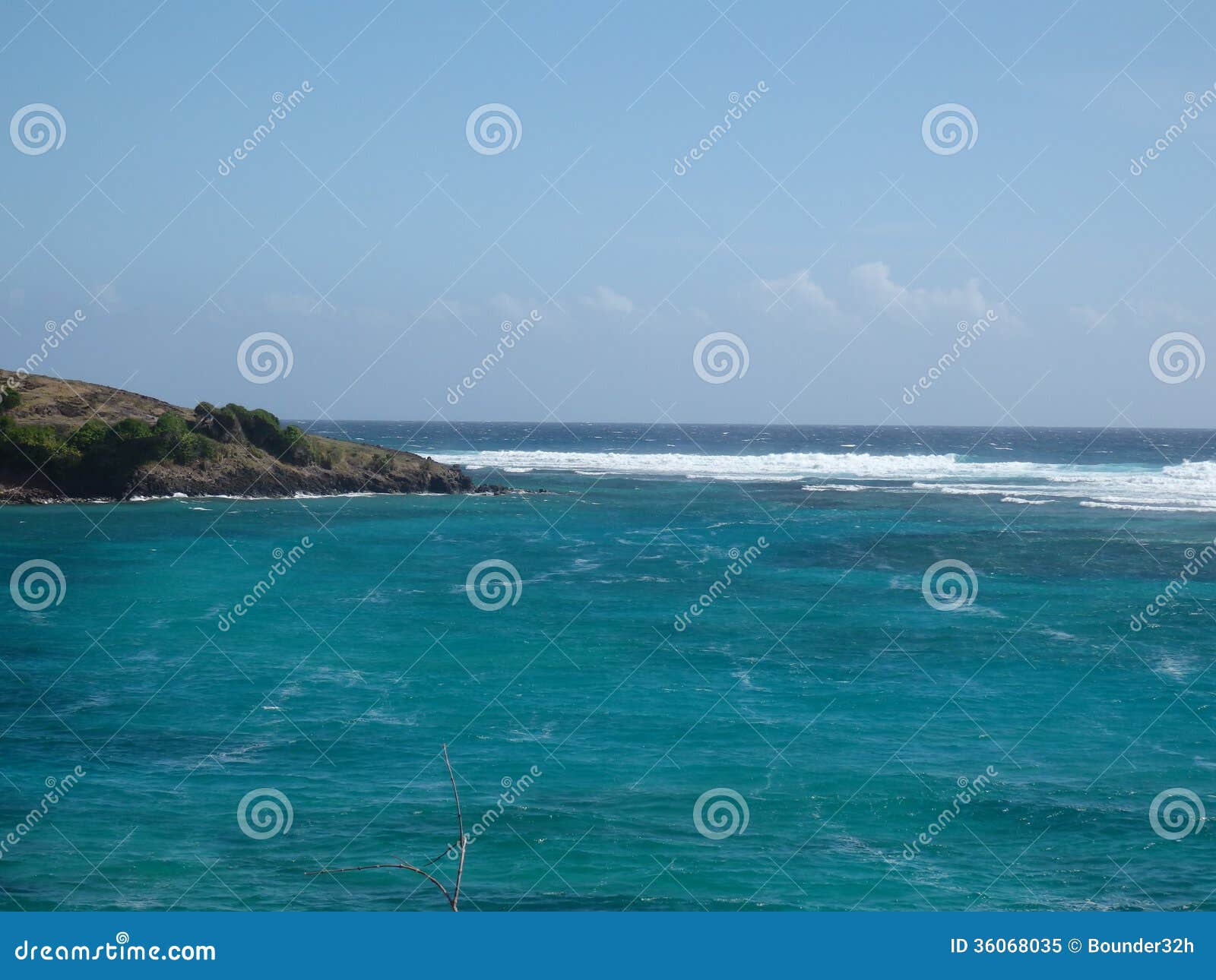 Surf and Reef in Spring Bay on Bequia. Stock Image - Image of windy ...