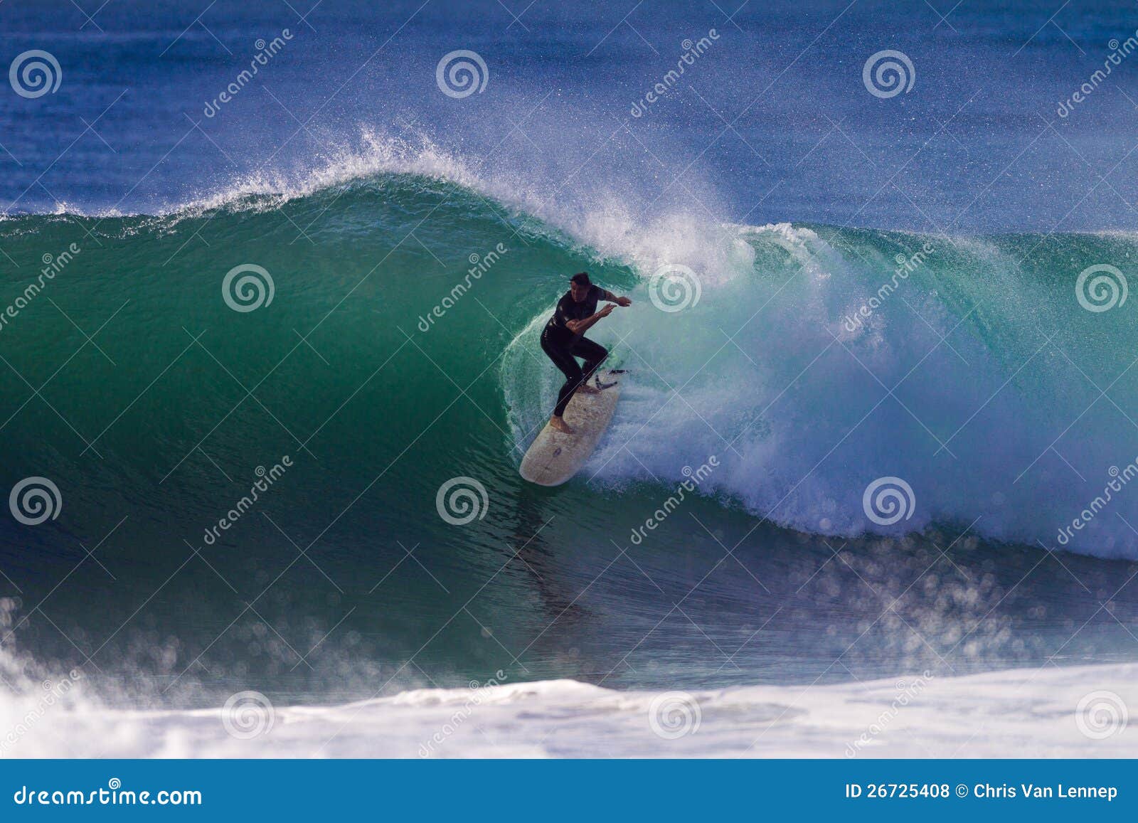 Surfer Backside Hollow Wave Editorial Stock Photo - Image of skill ...
