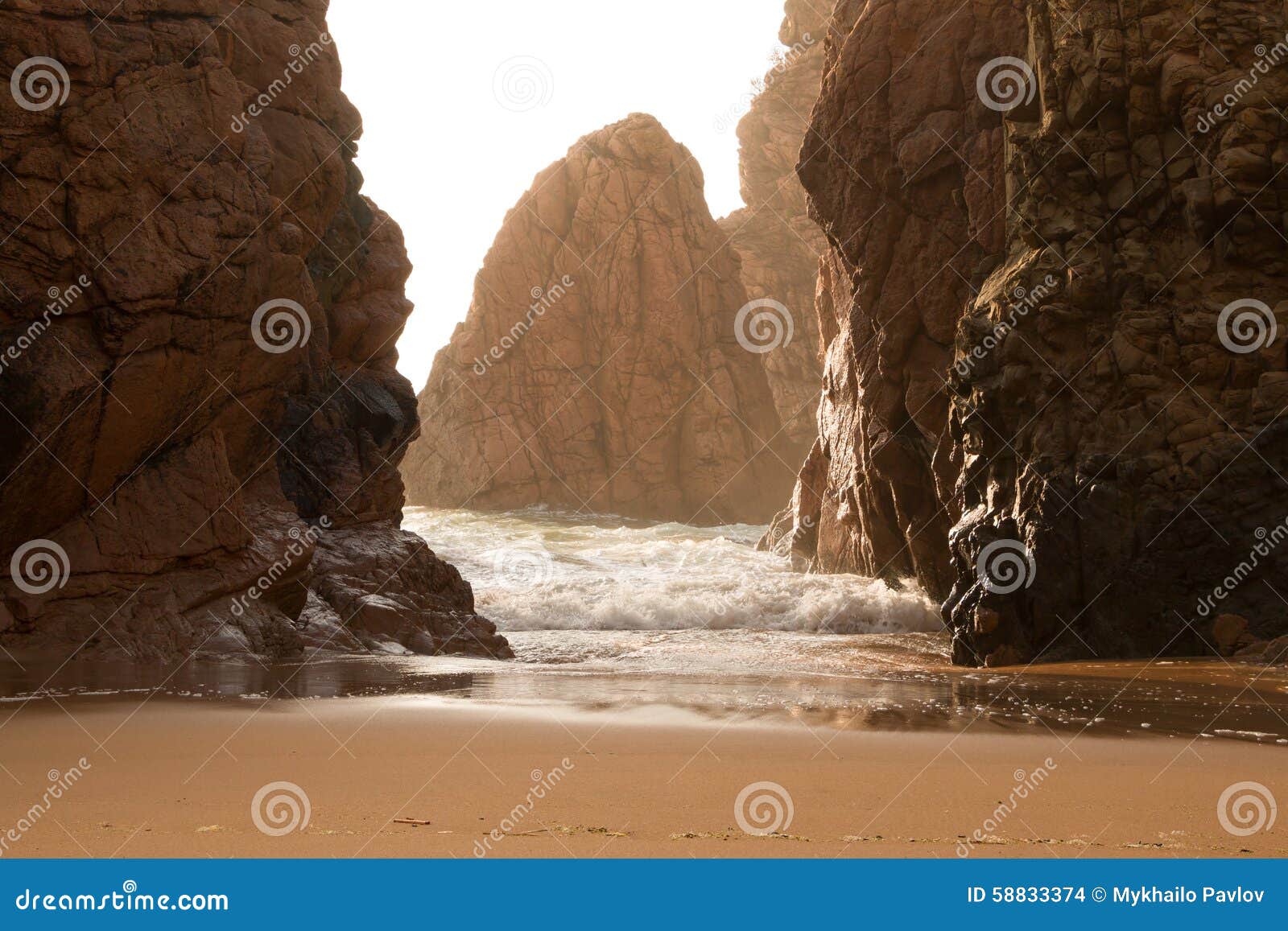 Surf and Rocks in Backlit by the Sun Stock Photo - Image of holiday ...
