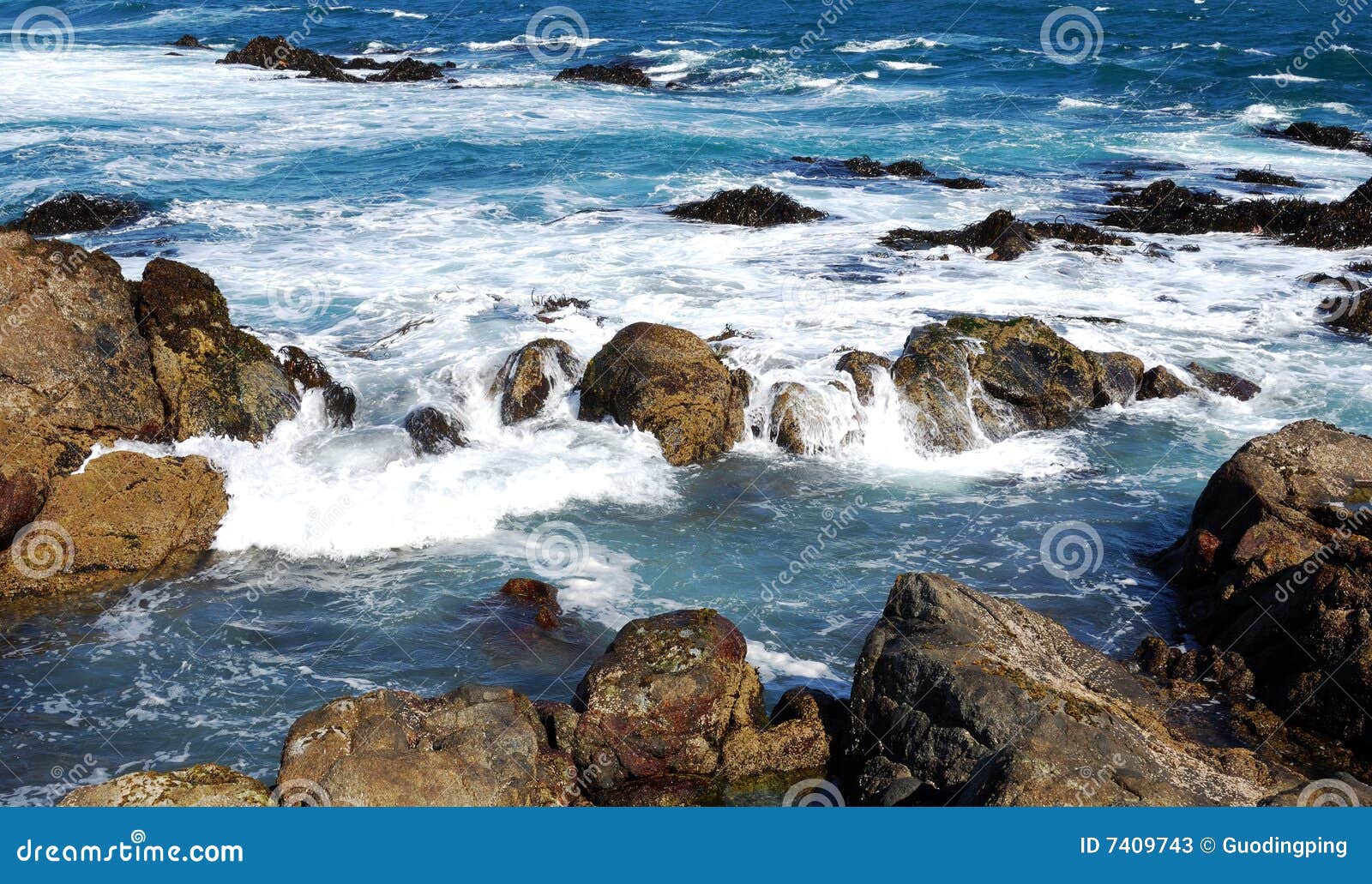 Surf and rocky reef stock image. Image of beautiful, blue - 7409743