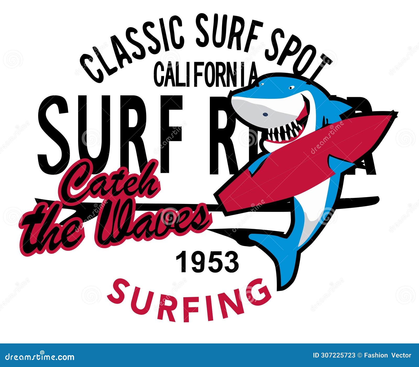 Surf Shark T Shirt Print Vector Stock Vector - Illustration of font ...