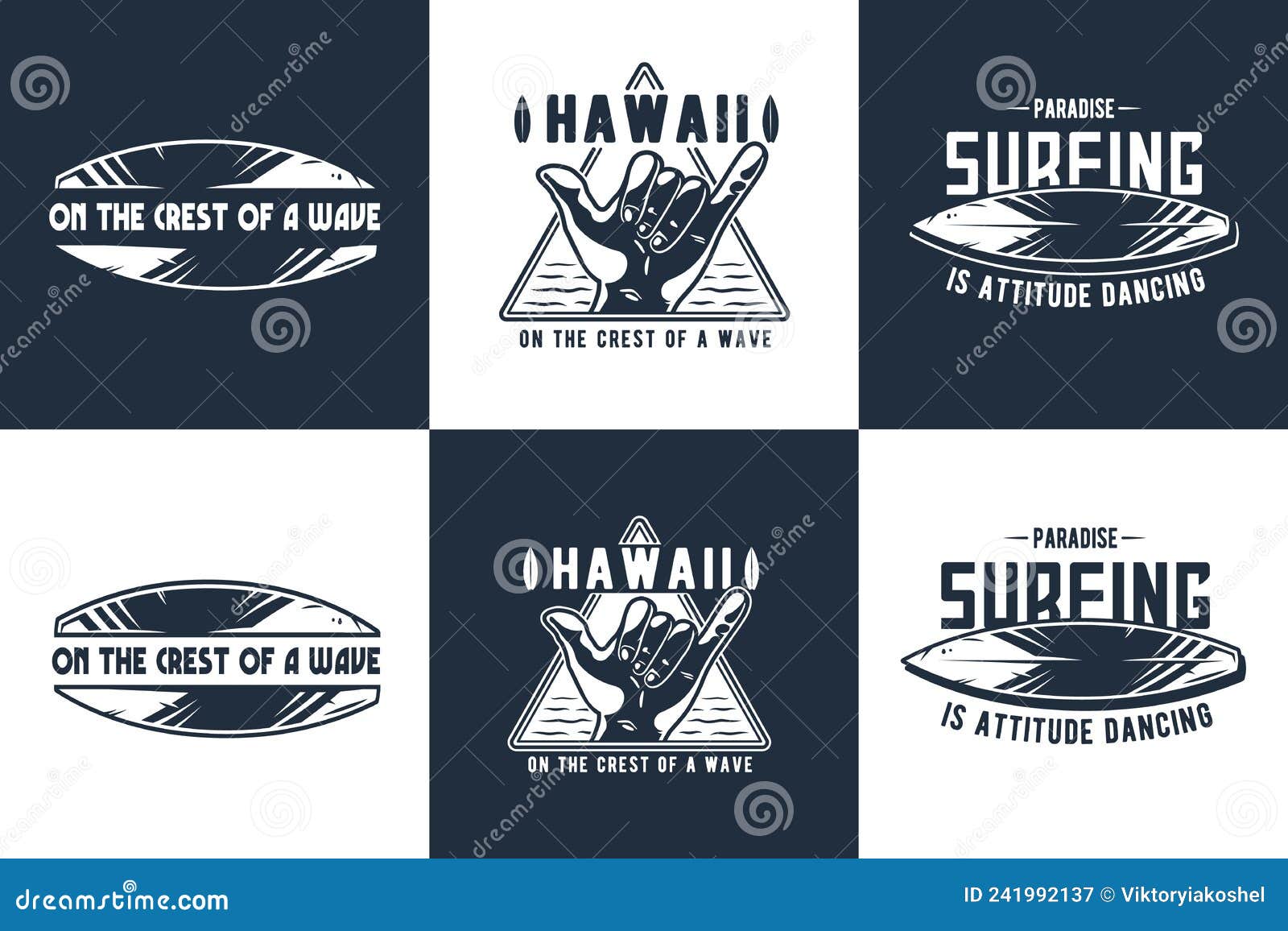 Surf Surfing Boards, Waves and Shaka Hand Stock Vector - Illustration ...