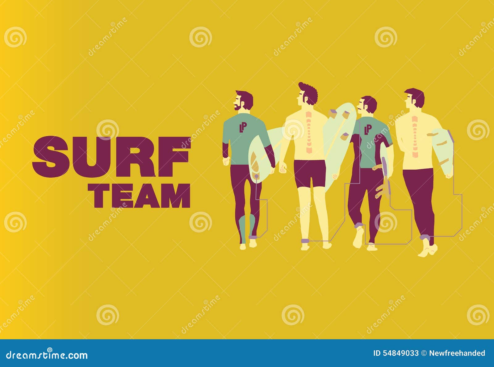 Surf Team Cover Design on Center. Stock Vector - Illustration of wave ...