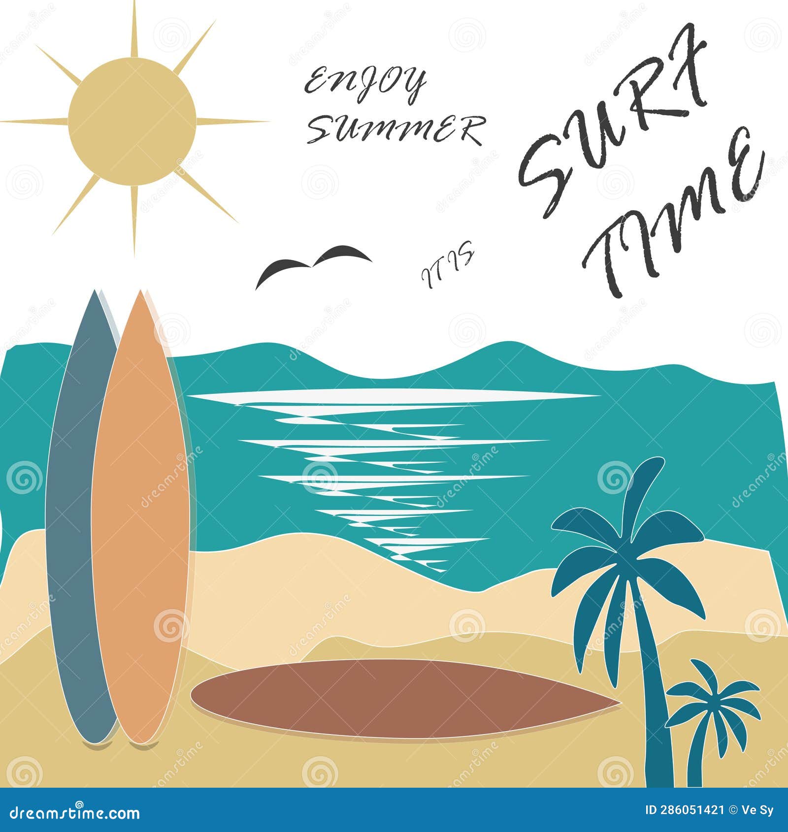 SURF TIME ILLUSTRATION stock illustration. Illustration of surfing ...