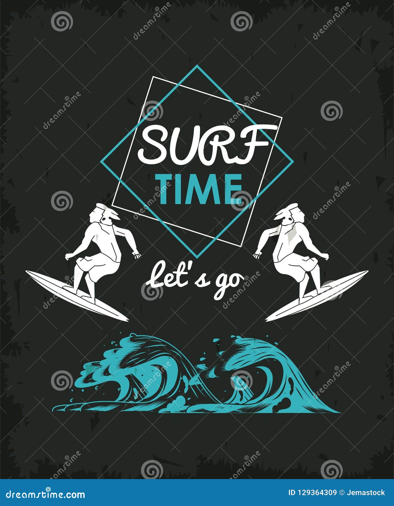 Surf time card stock vector. Illustration of summertime - 129364309