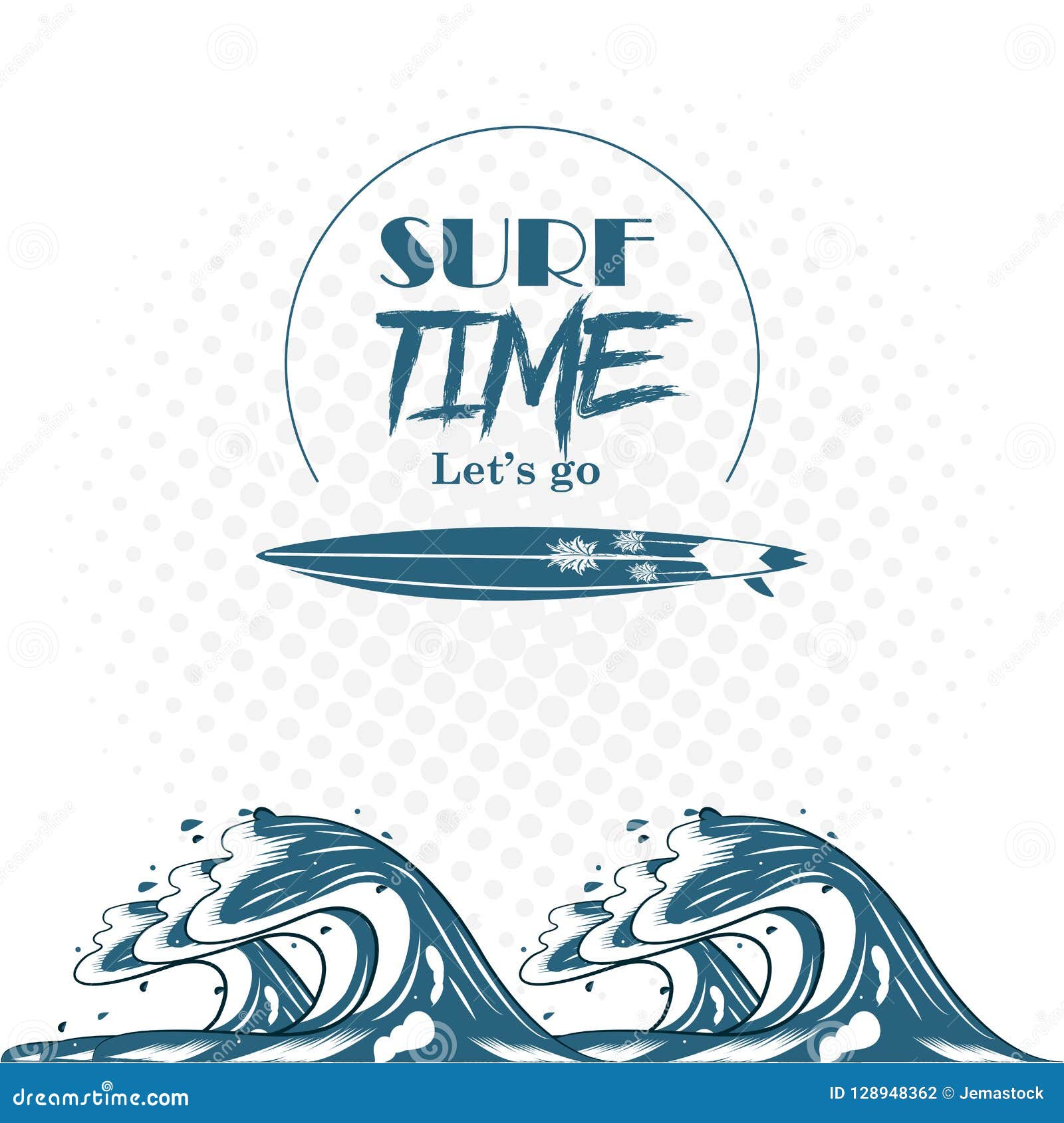 Surf time theme poster stock vector. Illustration of landscape - 128948362