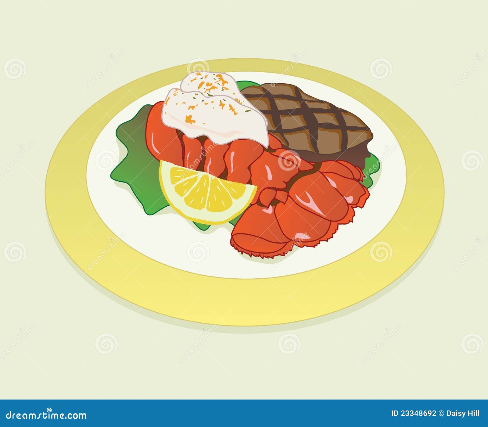 Surf and turf stock vector. Illustration of surf, succulent - 23348692