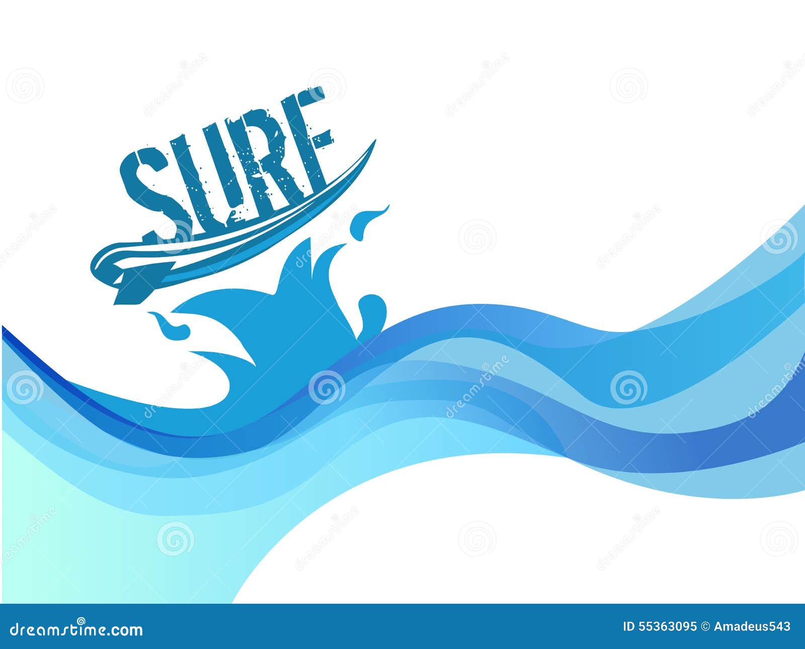 Surf on Wave Background Water Waves Vector Design Stock Vector ...