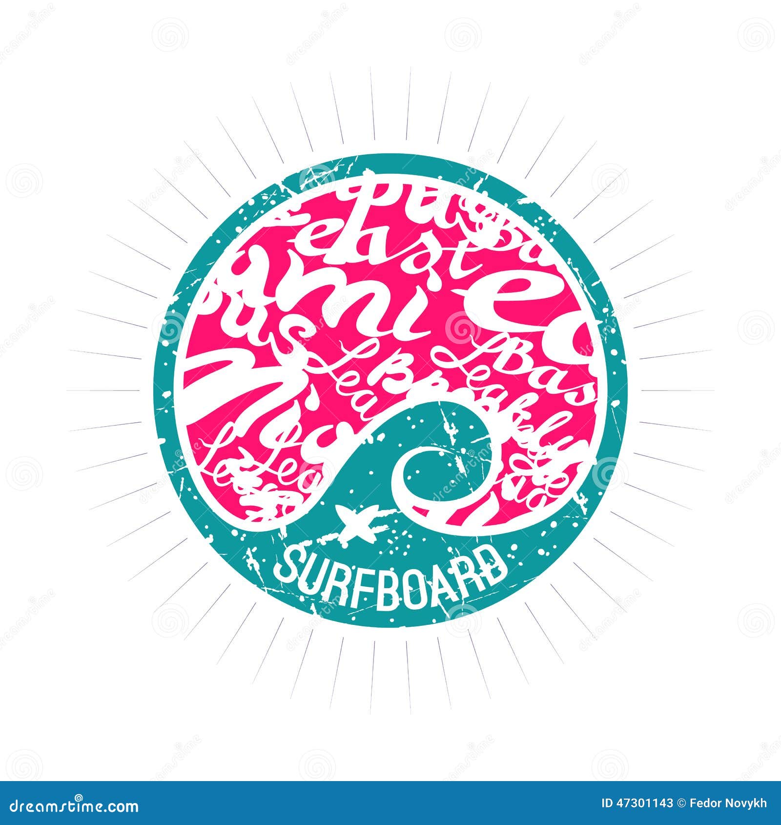 Surf Wave Emblem in Retro Style Stock Vector - Illustration of beach ...