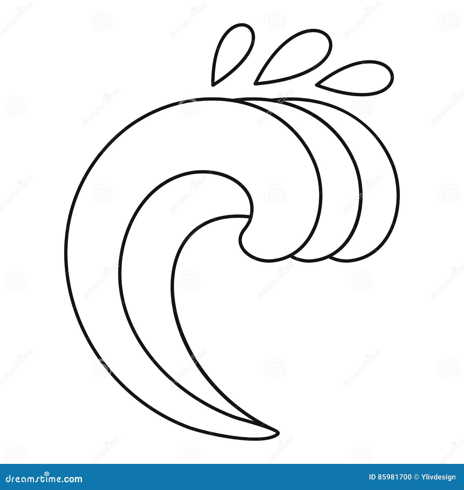 Surf Wave Icon, Outline Style Stock Vector - Illustration of ripple ...