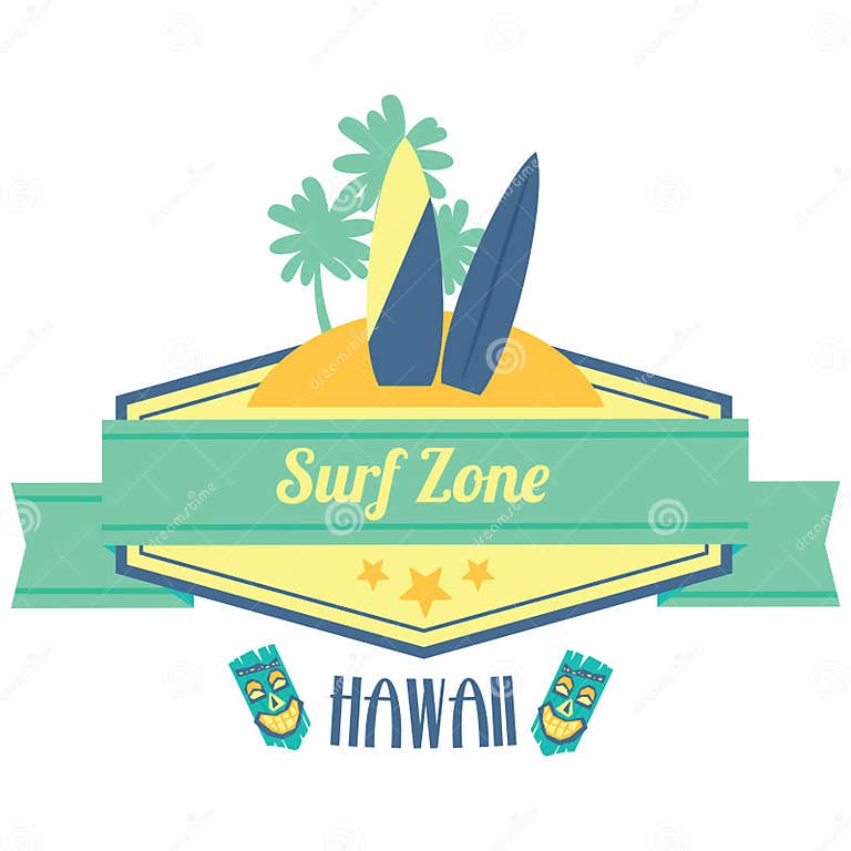 Surf Zone Label. Vector Illustration Decorative Design Stock Vector ...