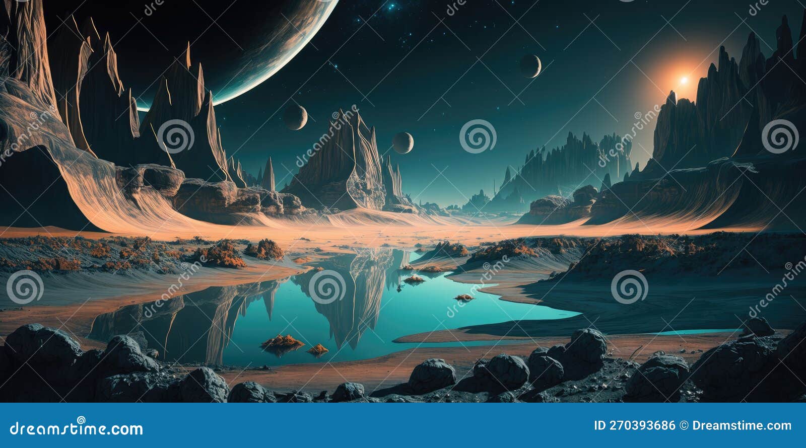 Surface of an Alien Planet stock illustration. Illustration of horizon ...