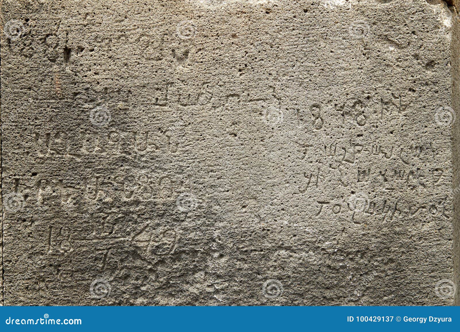 Surface of Ancient Stone Wall with Medieval Writings and Digits Stock ...