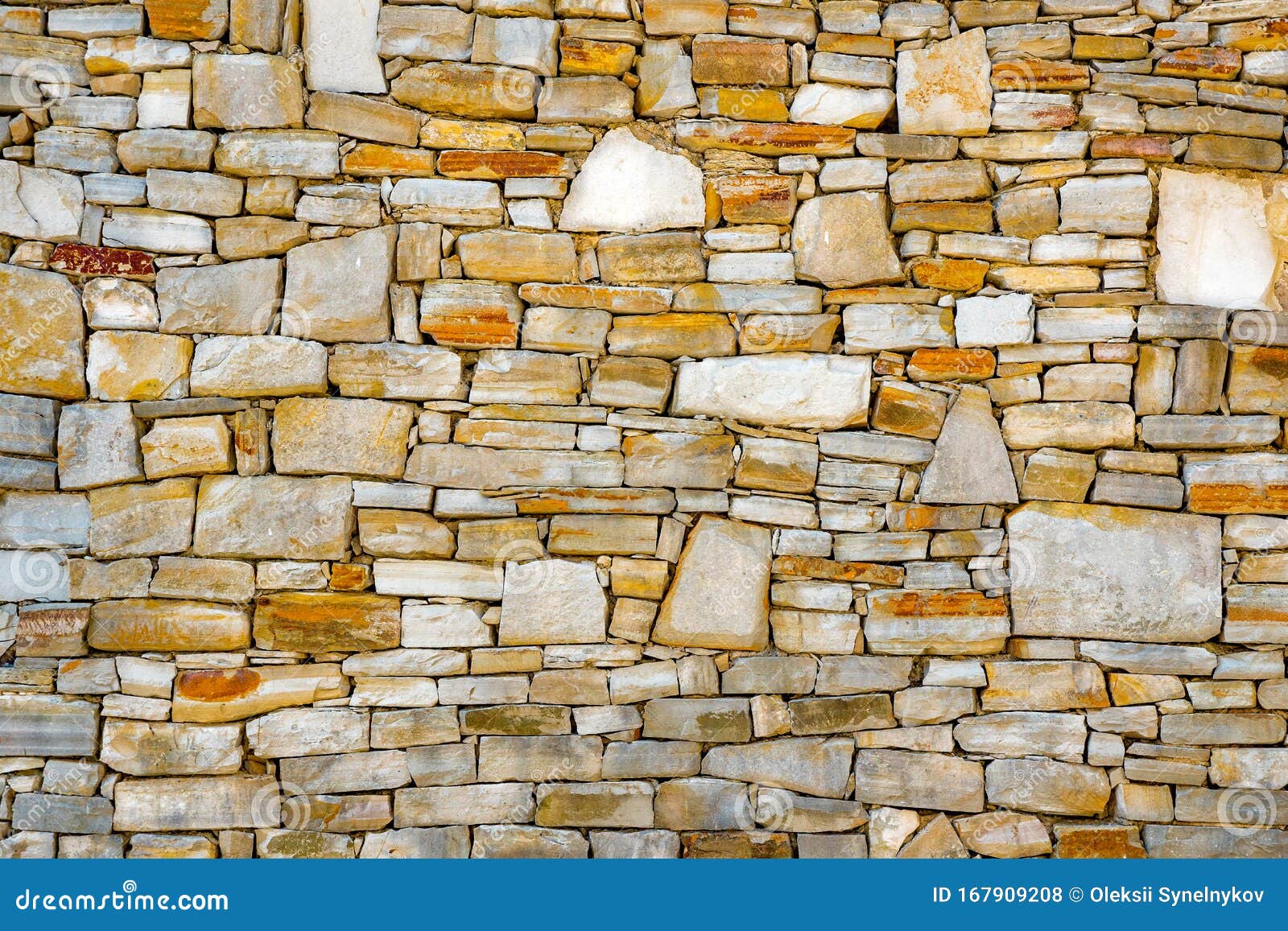 Surface with Asymmetrical Stones. Wall of Stones with Different Size ...