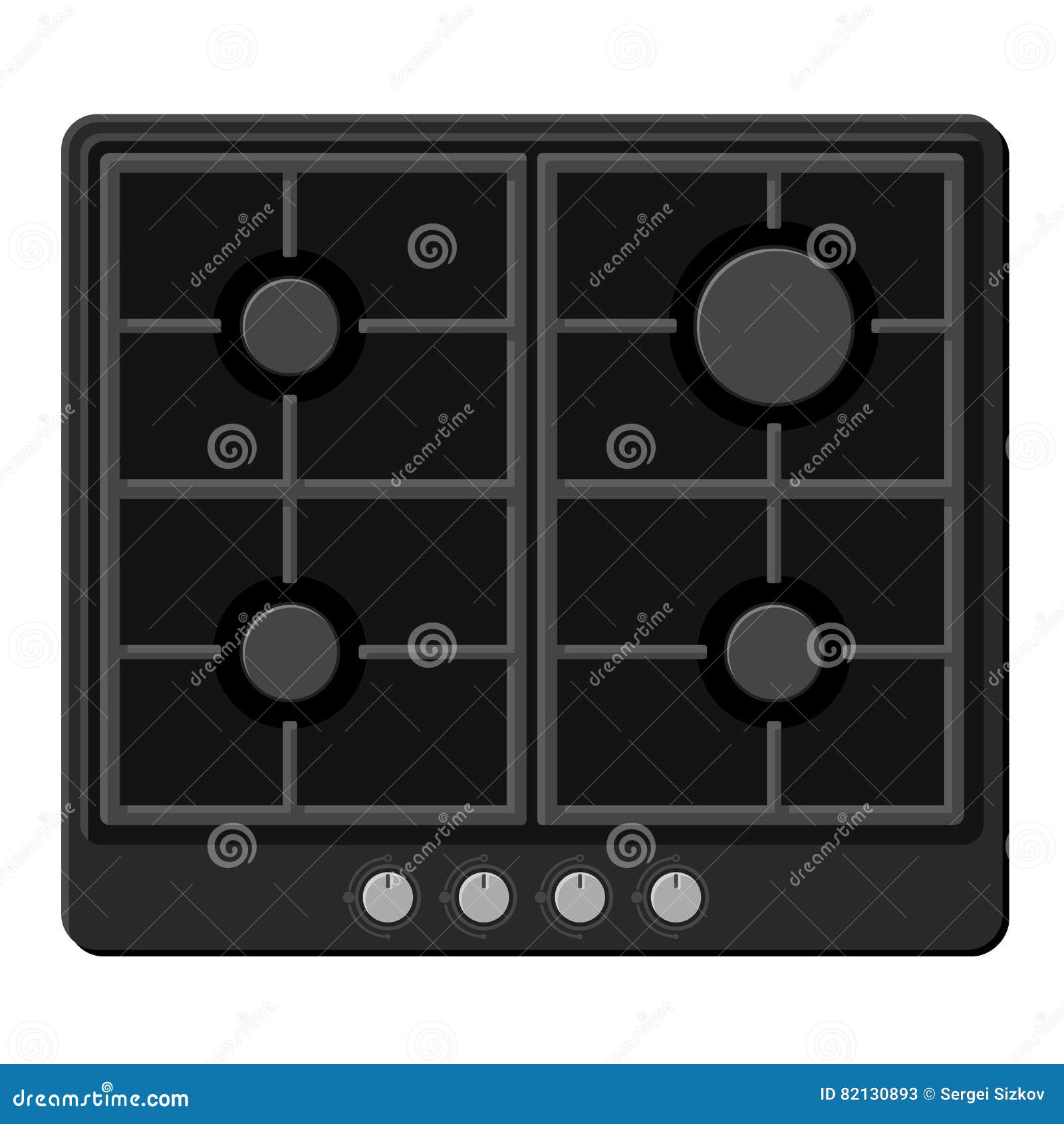 Surface of Black Gas Hob Stove. Vector Stock Vector - Illustration of ...