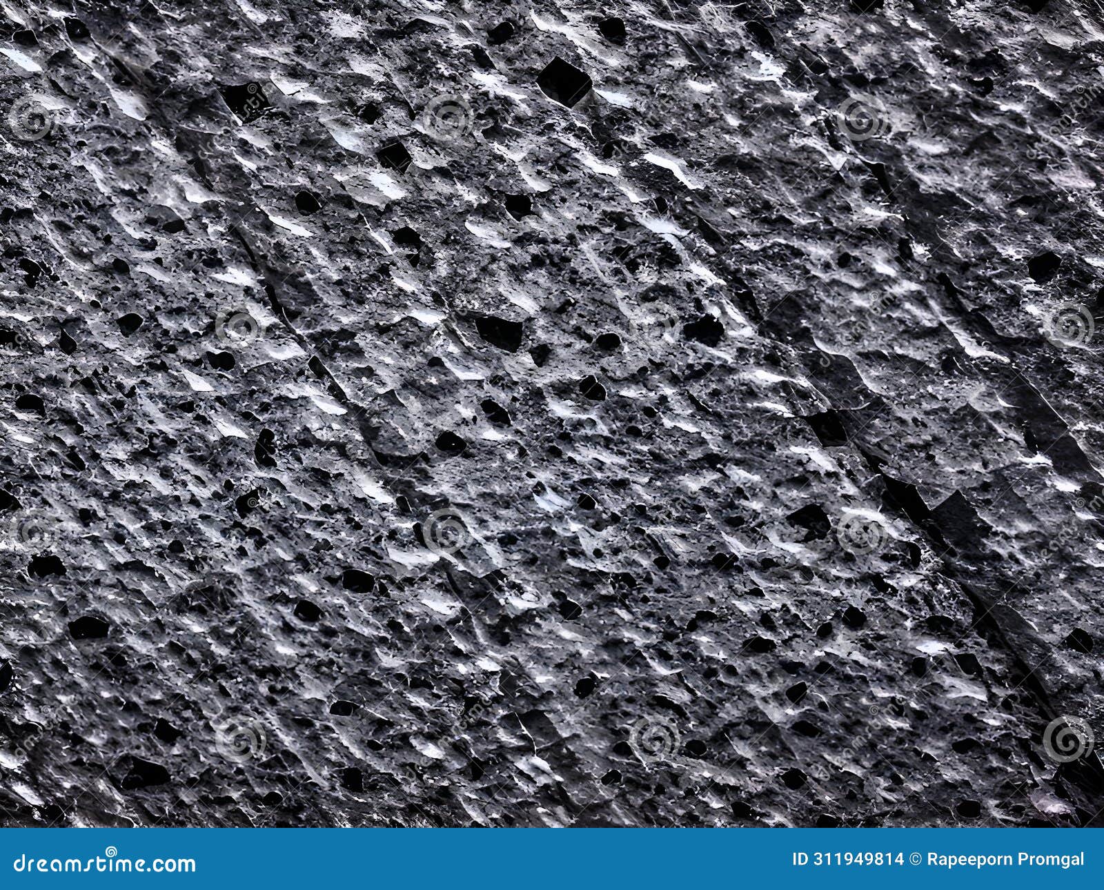 Surface of the Black Stone Wall is Rough and Shiny. Stock Photo - Image ...