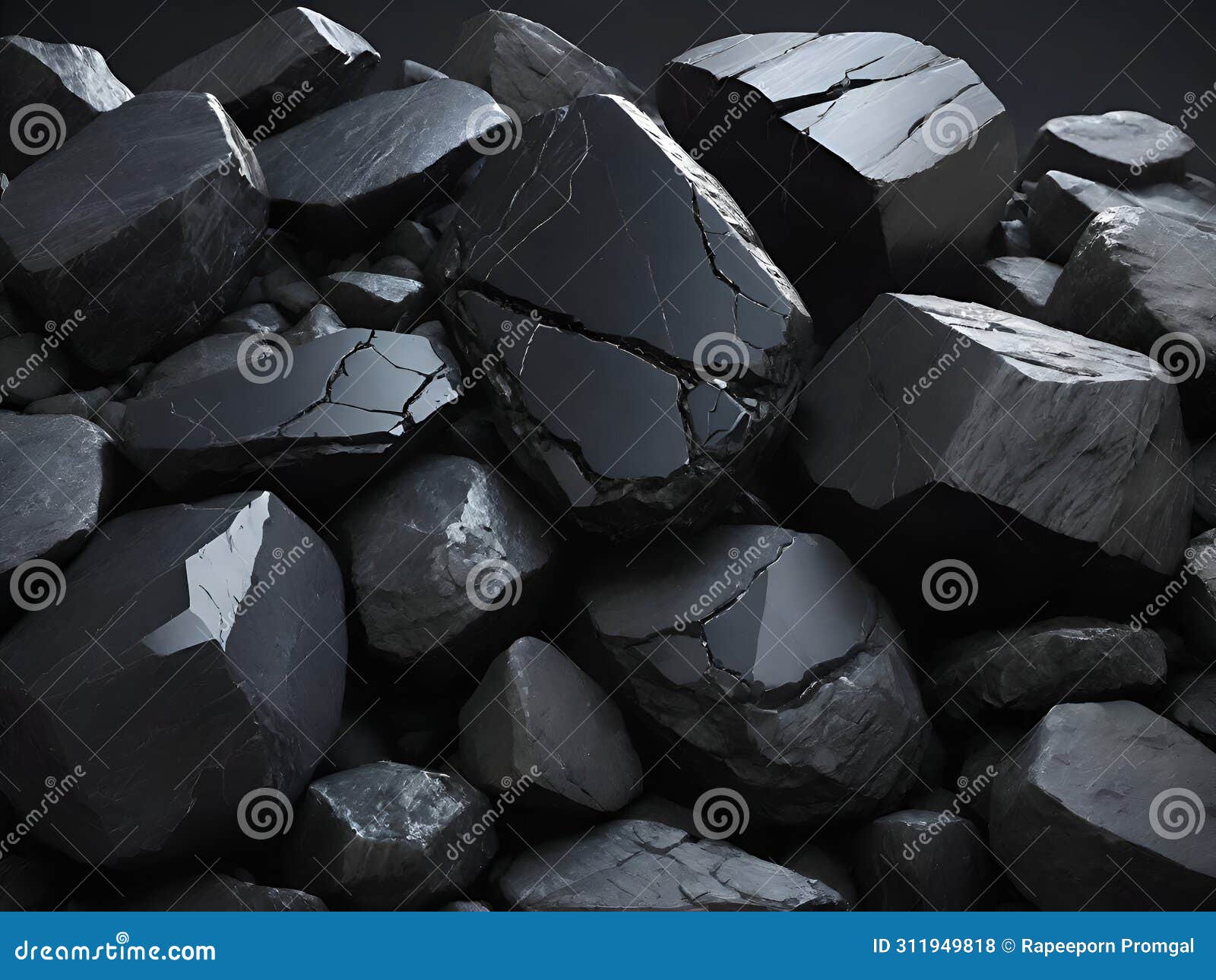Surface of the Black Stone Wall is Rough and Shiny. Stock Illustration ...