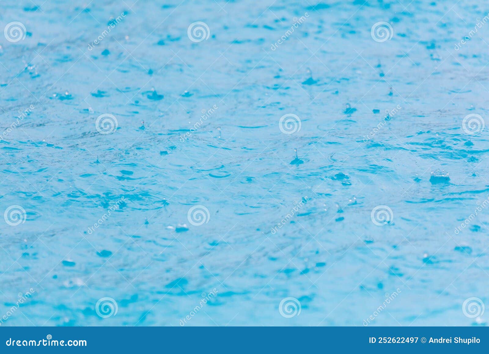 Surface of Blue Water in Heavy Rain. Stock Image - Image of ground ...