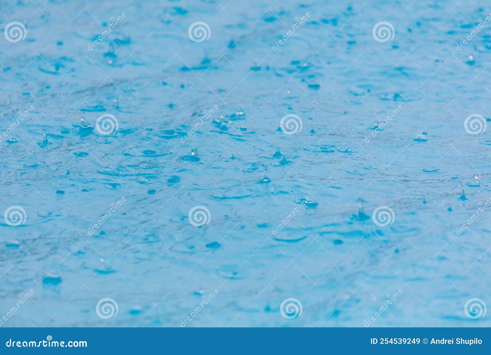 Surface of Blue Water in Heavy Rain. Stock Image - Image of season ...