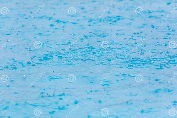 Surface of Blue Water in Heavy Rain. Stock Photo - Image of water ...