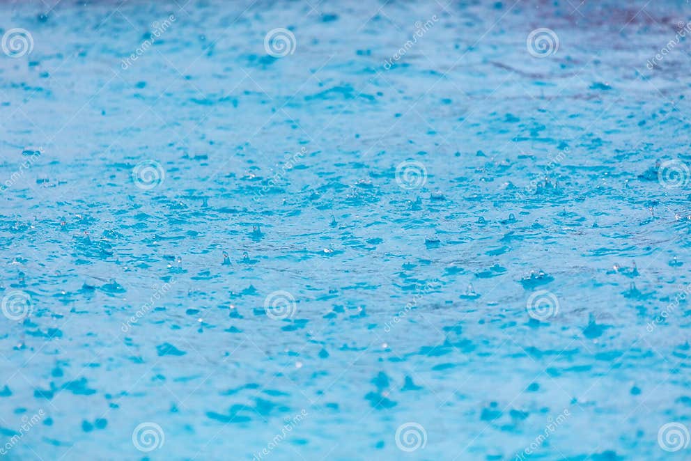 Surface of Blue Water in Heavy Rain. Stock Photo - Image of climate ...