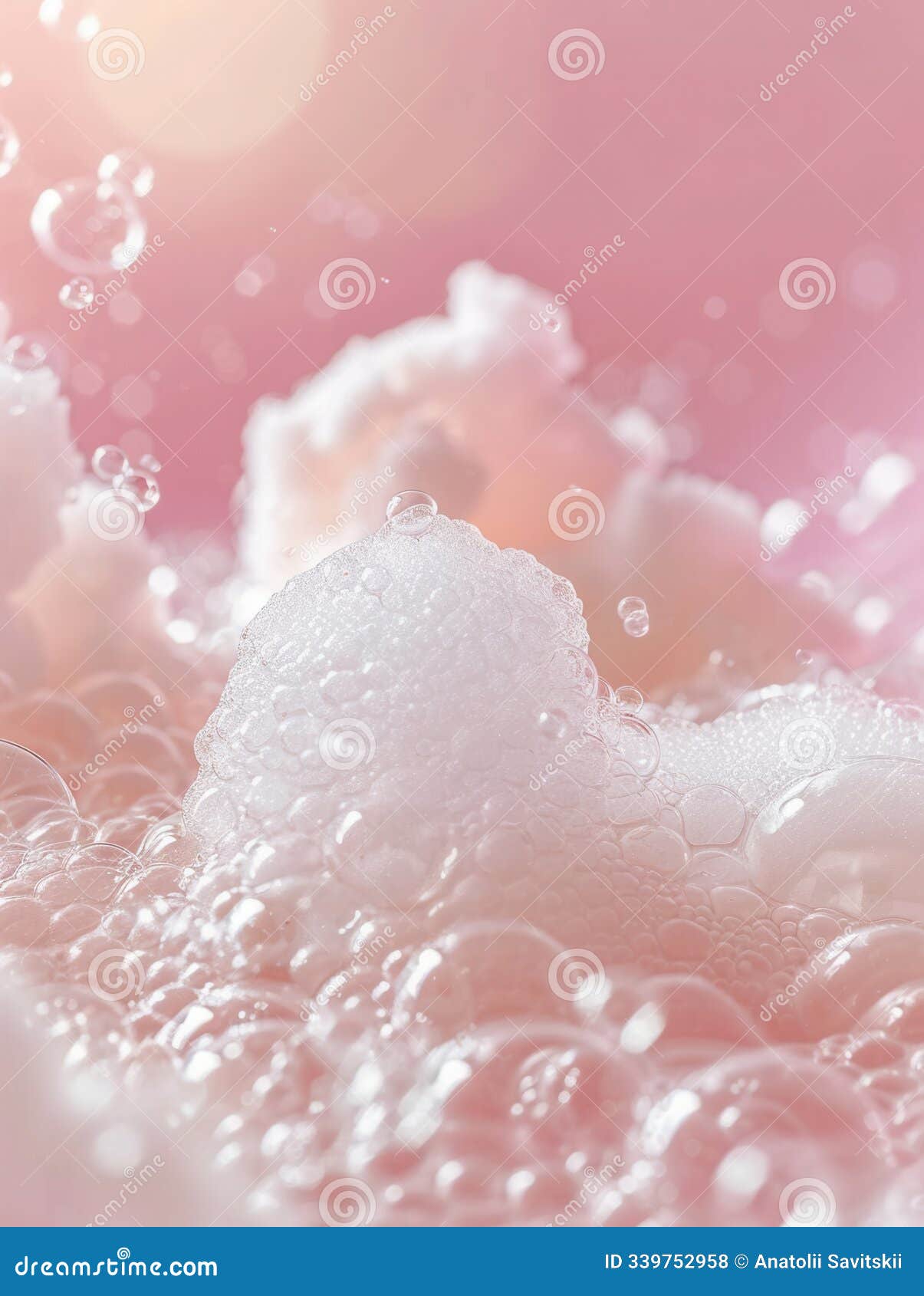 The Surface of a Calming Bath Filled with Light Pink Bubbles and Gentle ...