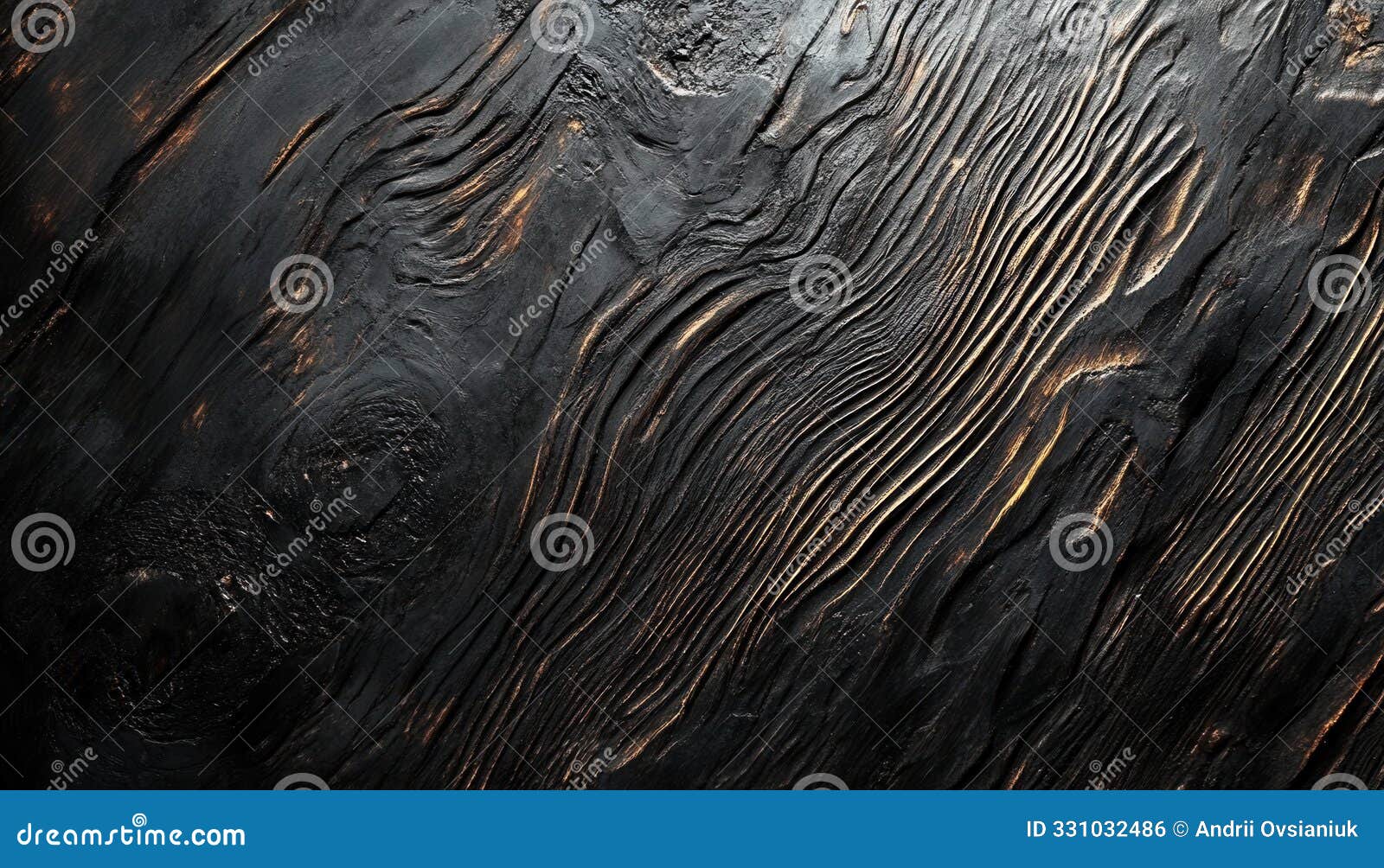 Abstract Texture of Charred Wood with Deep Grooves and a Glossy Finish ...