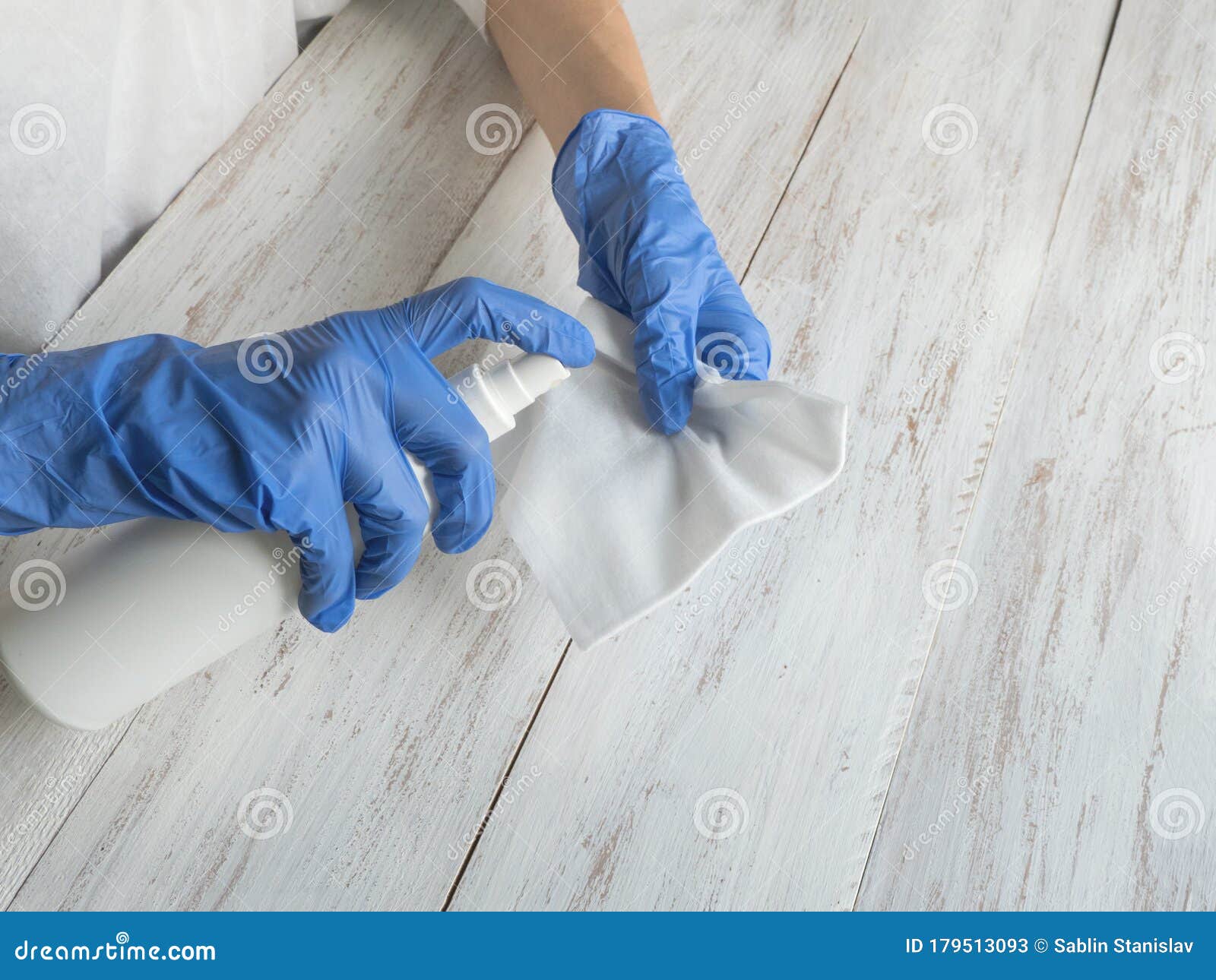 Surface Cleaning Spraying Antibacterial Sanitizing Spray Stock Image ...