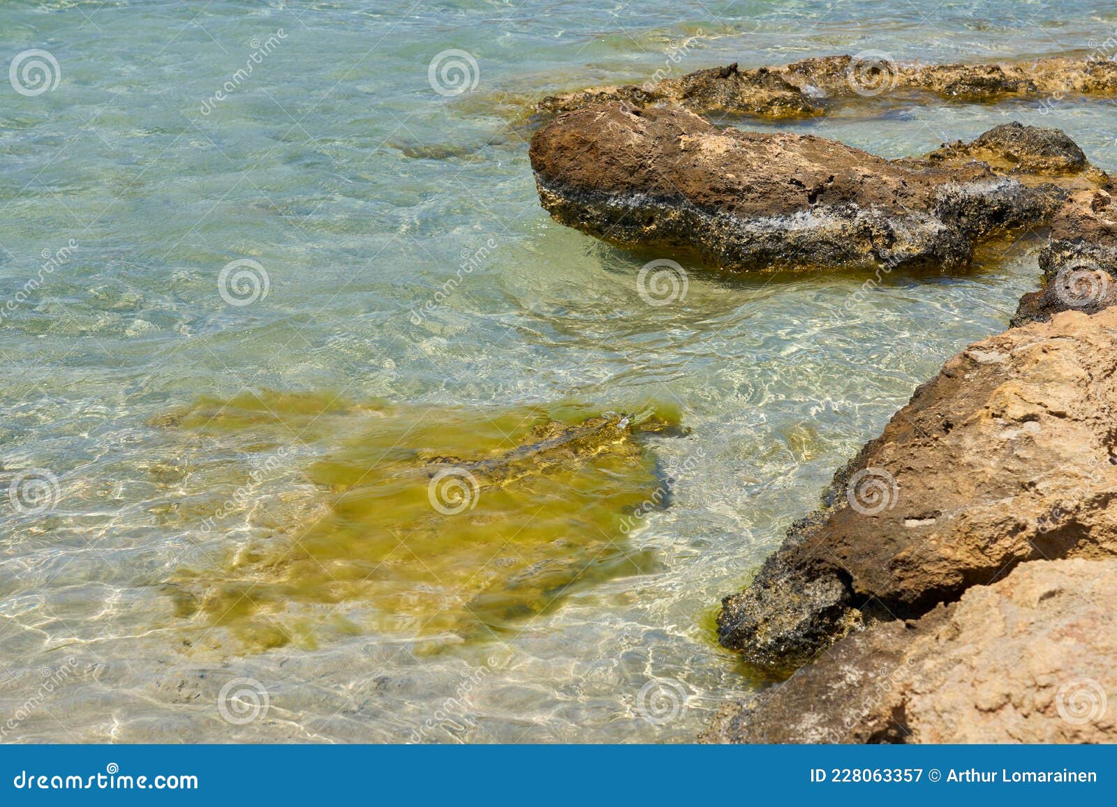 Surface of Clear Water on Tropical Sandy Beach with Stones in Crete ...
