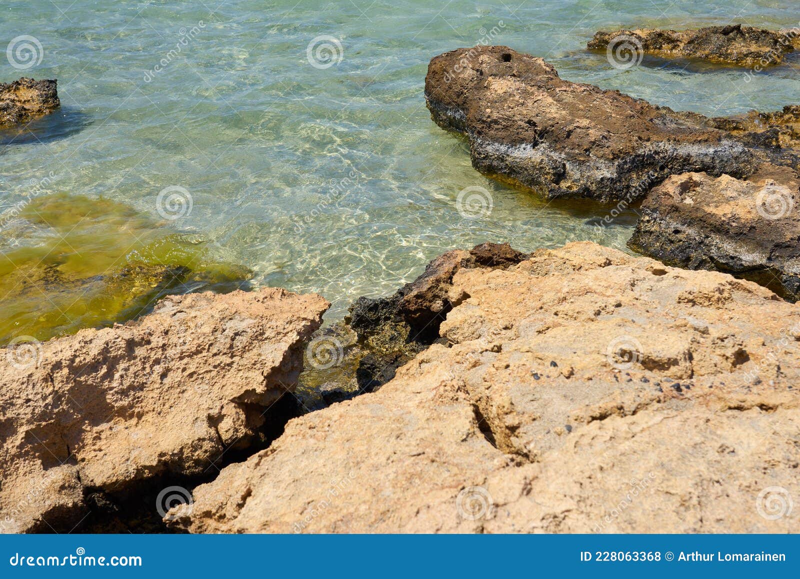 Surface of Clear Water on Tropical Sandy Beach with Stones in Crete ...
