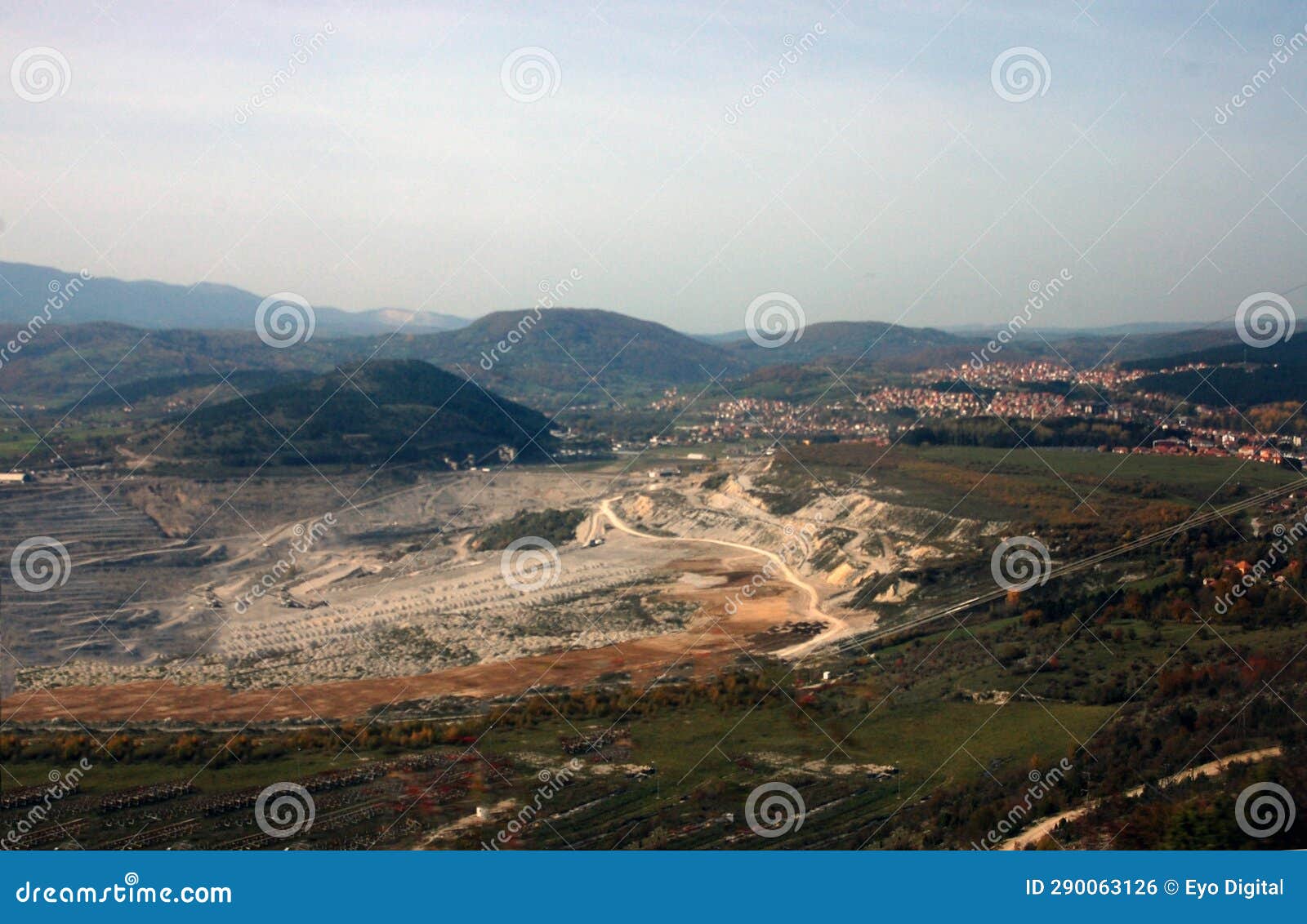Surface Coal Mining Pit Panorama in Pljevlja, Montenegro Stock Photo ...