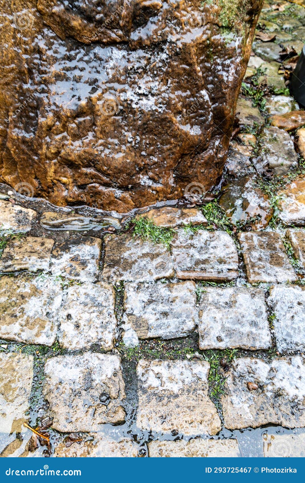 The Surface of the Cobblestones is Covered with Ice Stock Image - Image ...