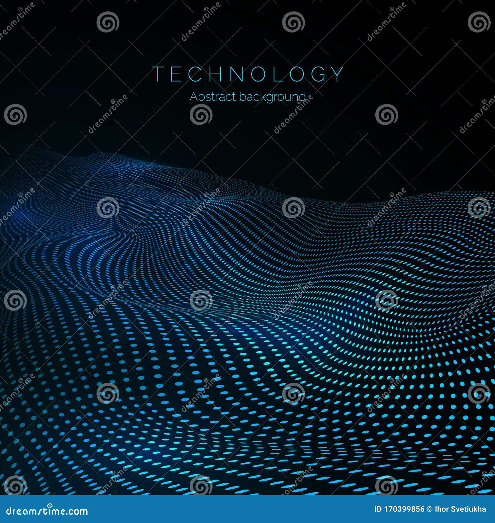 Surface of Digital Wave. Data Flow. Technology Futuristic Landscape ...