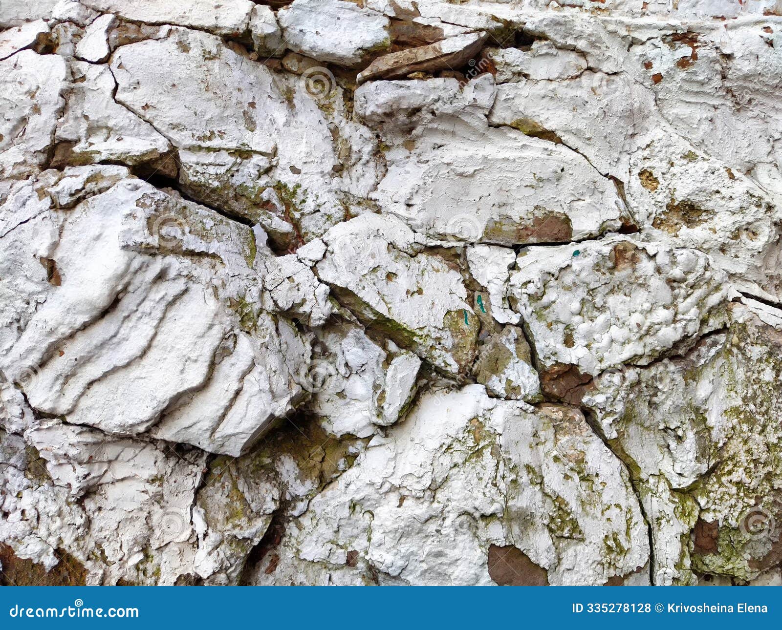 This Surface Displays White Rocks with Visible Cracks and Patches of ...