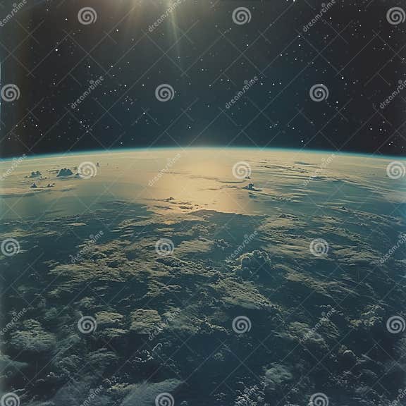 Surface of Earth Planet in Deep Space, View from Orbit Stock Image ...