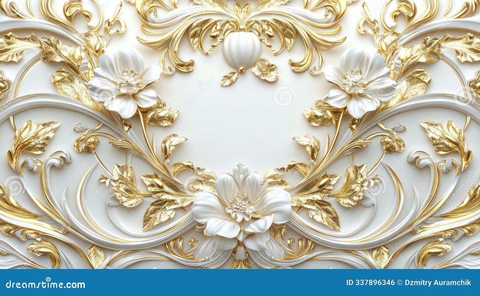 The Surface is Embellished with Delicate Gold Scrollwork and Floral ...