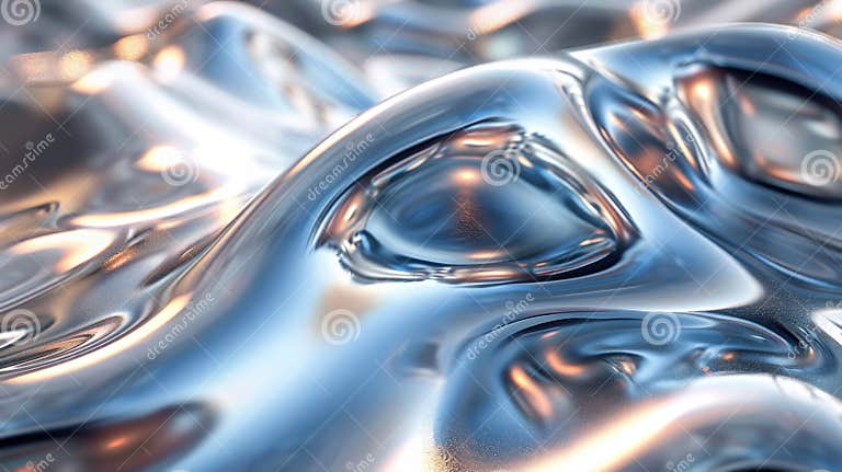Shiny Chrome Texture with Abstract Fluid Metal Forms Stock Illustration ...