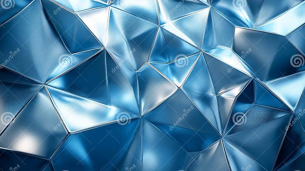 Reflective Geometric Blue Surface with Intricate Triangular Patterns ...