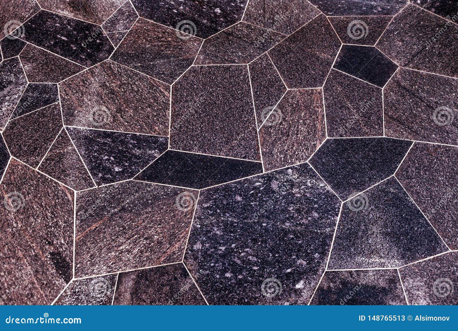 Surface Floors of Polished Granite Slabs of Different Shapes Stock ...