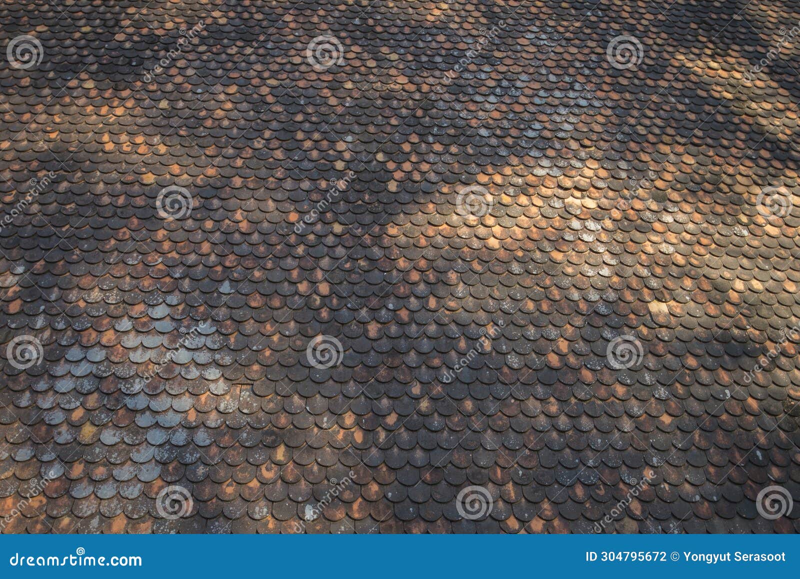 The Surface and Form of the Roofing Material are Antique and Tra Stock ...