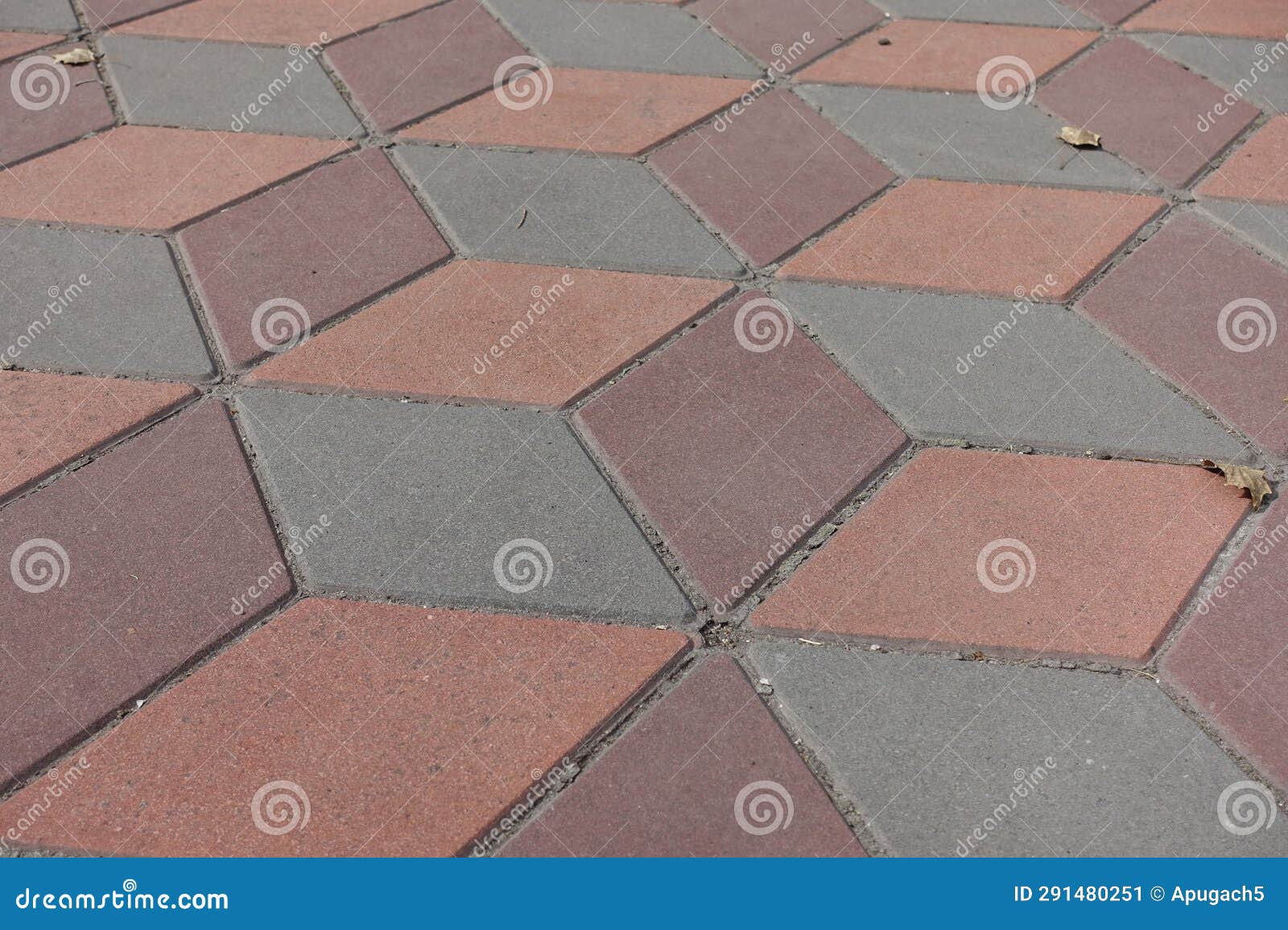 Surface of Pavement Made of Grey, Coral Red and Maroon Concrete Tiles ...